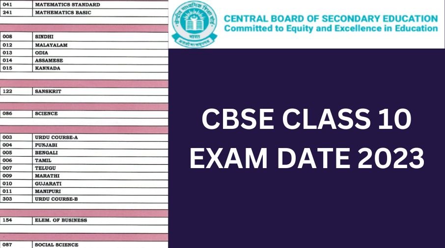 CBSE 10th Date Sheet 2023 Cbse gov in 10 Exam Date Time Table CBSE 10th Date Sheet 2023 Cbse gov in 10 Exam Date Time Table